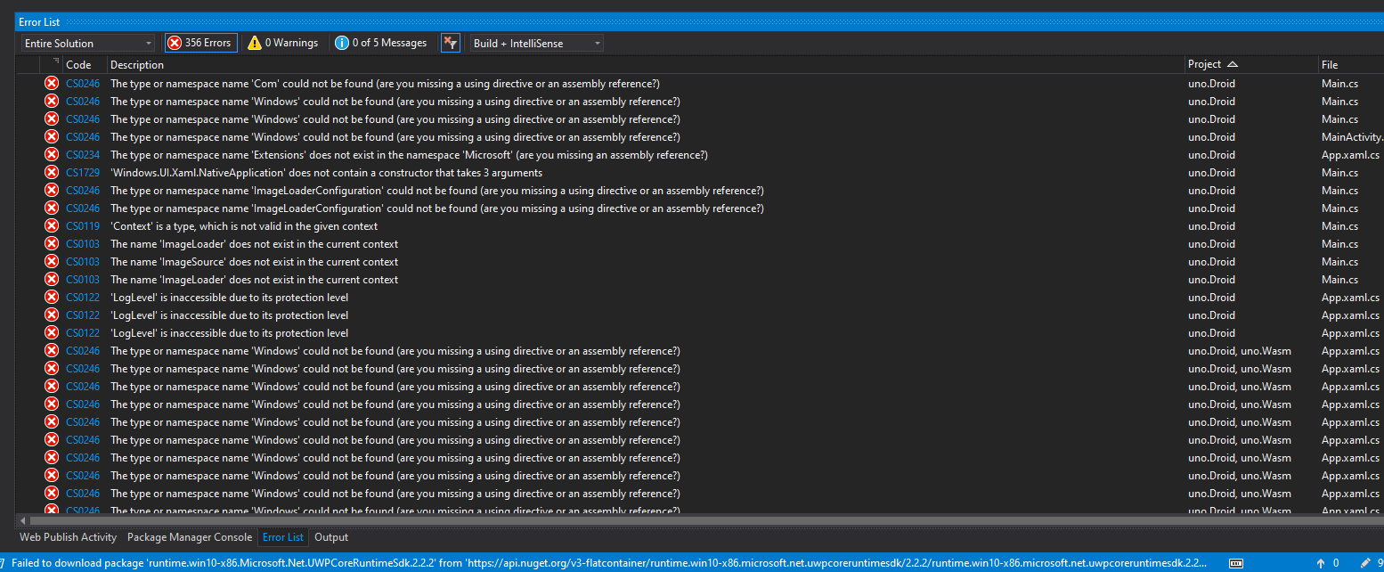 UNO Default VS Template New Project has errors · Issue #2654 · unoplatform/uno · GitHub