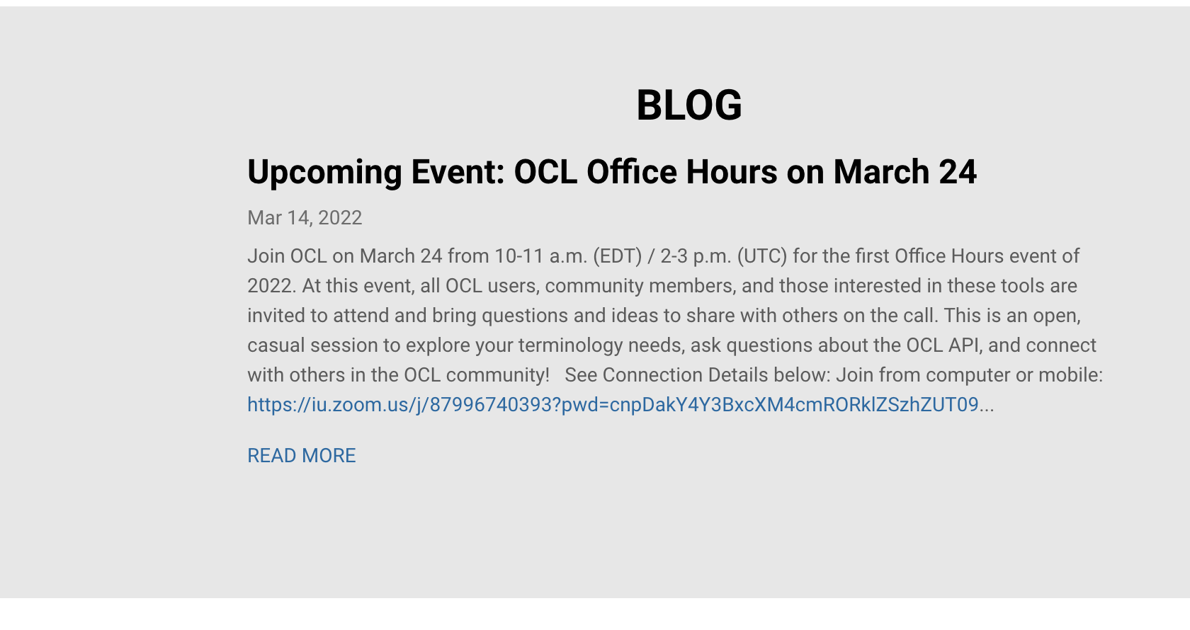 Display 2-3 blog entries on OCL home page and change "BLOG" heading into a link · Issue #1253 ...