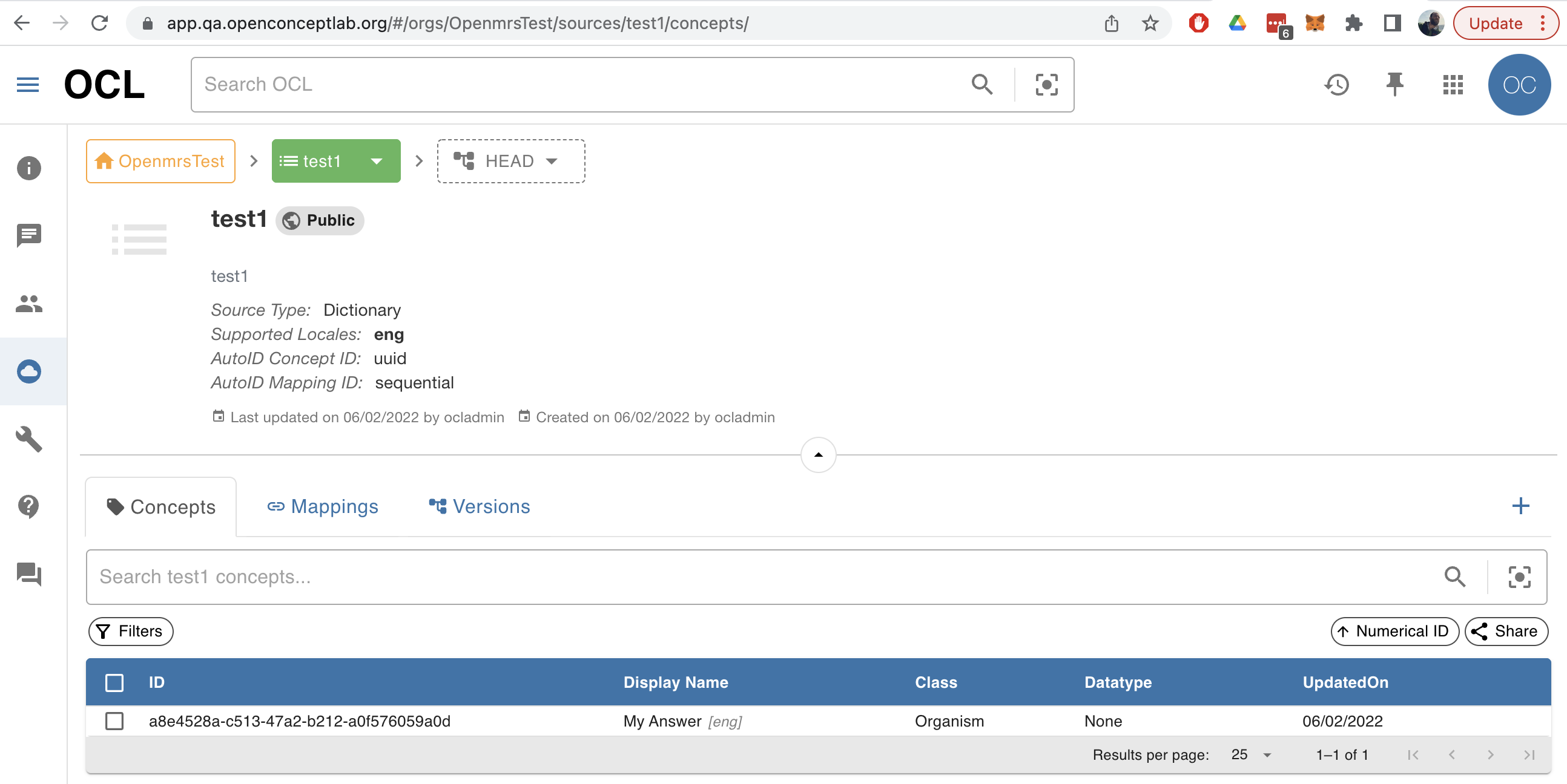 Wrong concept/mapping IDs displayed in the collection mappings and references lists · Issue ...