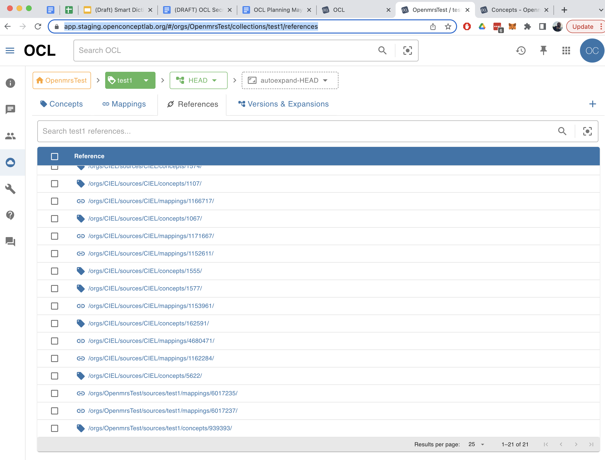 Wrong concept/mapping IDs displayed in the collection mappings and references lists · Issue ...