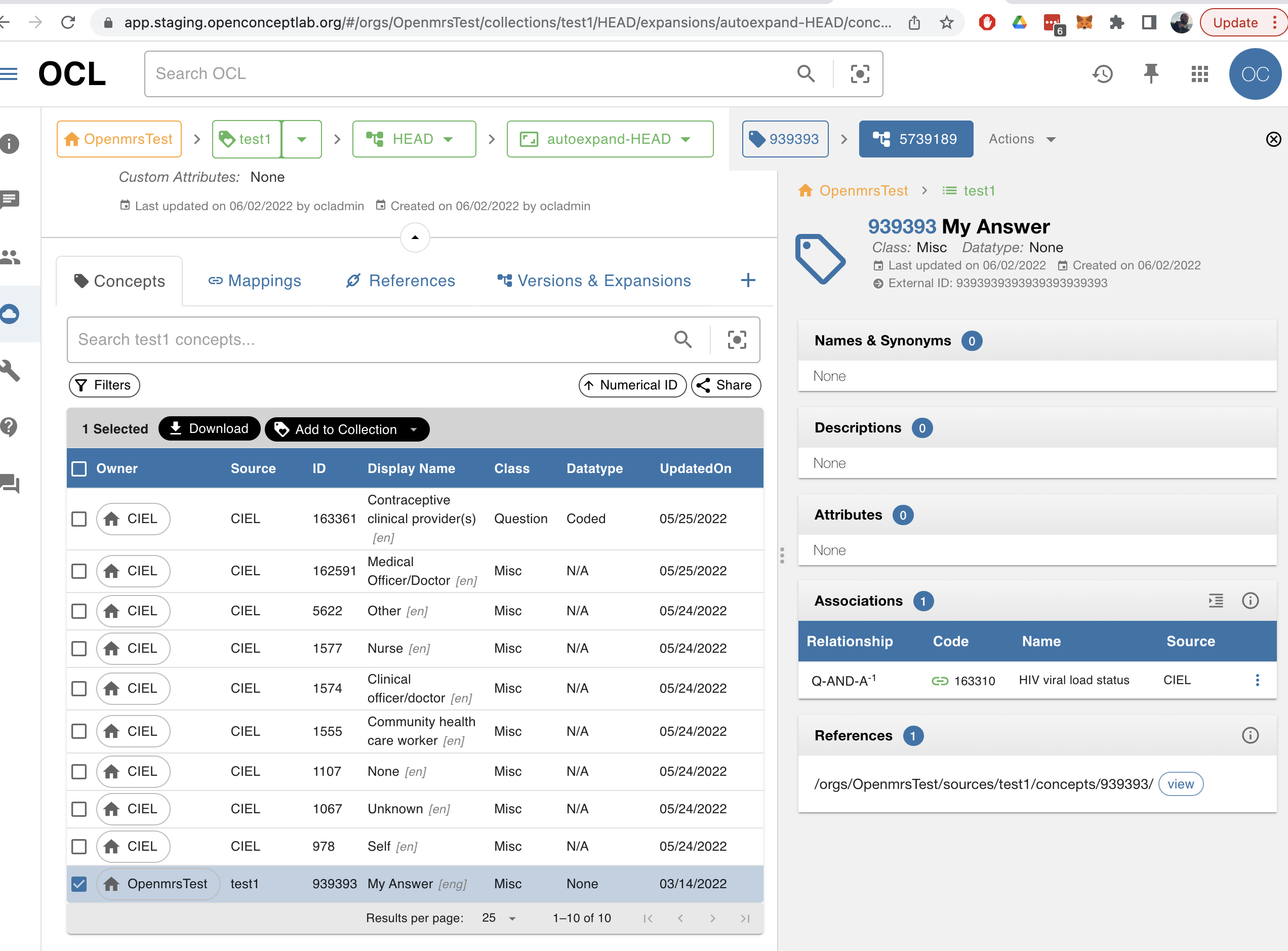 Wrong concept/mapping IDs displayed in the collection mappings and ...