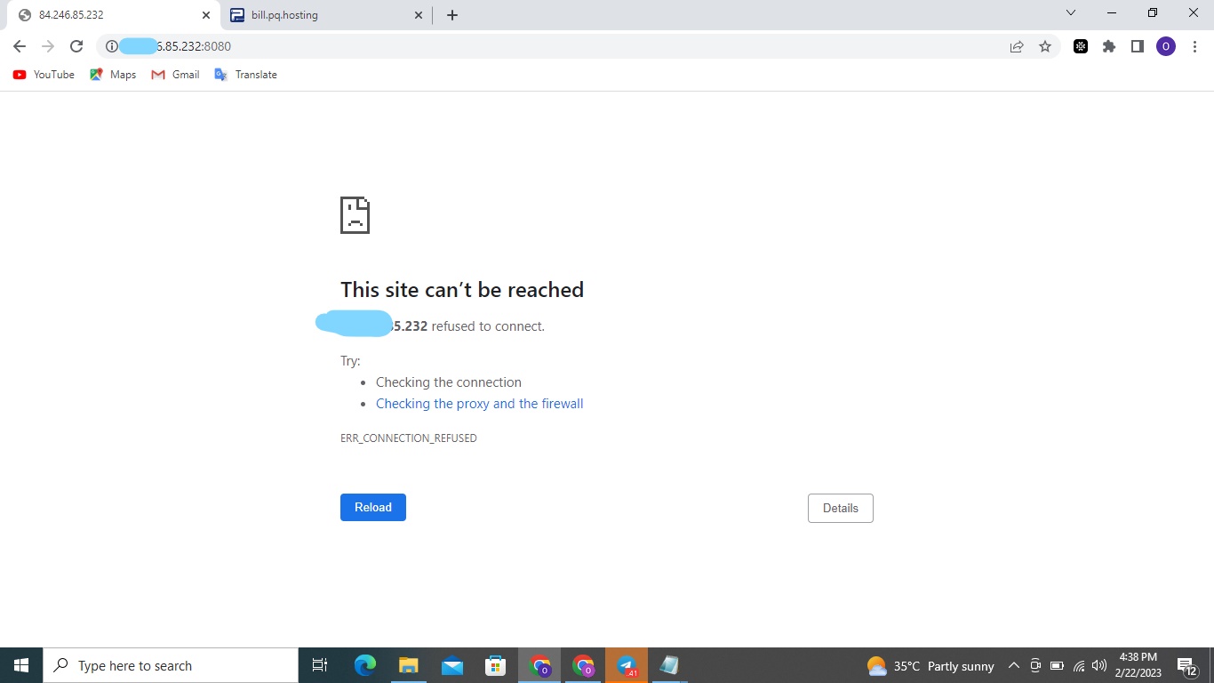 Validator GUI ```https:// :8080``` Web Browser Error ```This site can’t ...