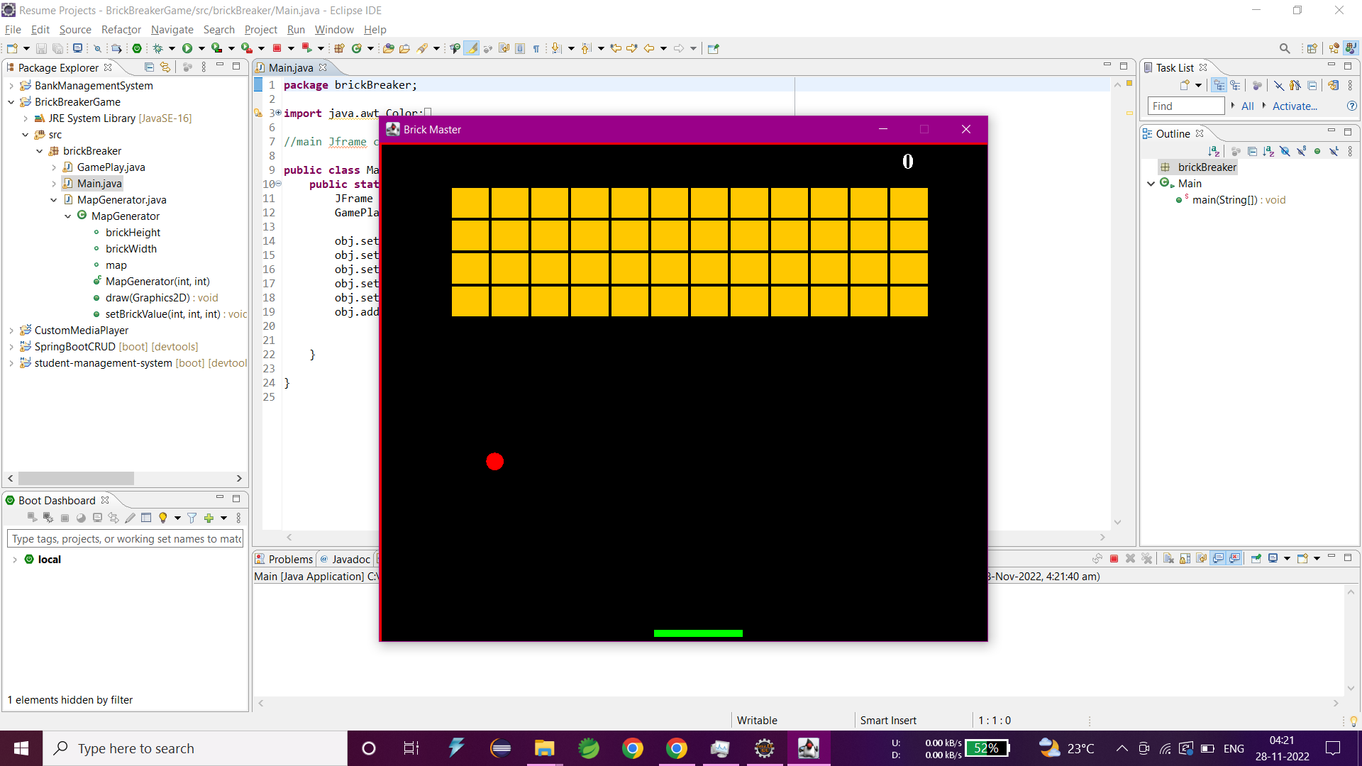 GitHub - PratikKadukar/BrickBreakerGame: Simple brick breaker game using corejava, java.awt ...