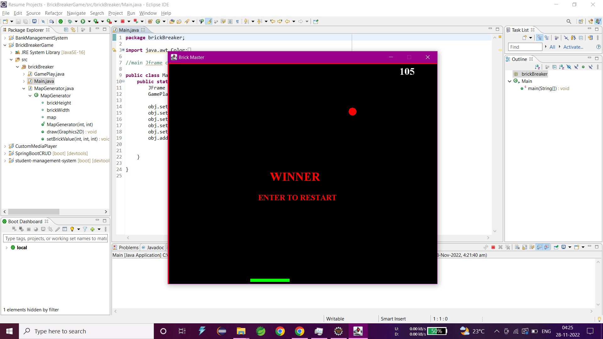 Github Pratikkadukarbrickbreakergame Simple Brick Breaker Game Using Corejava Javaawt