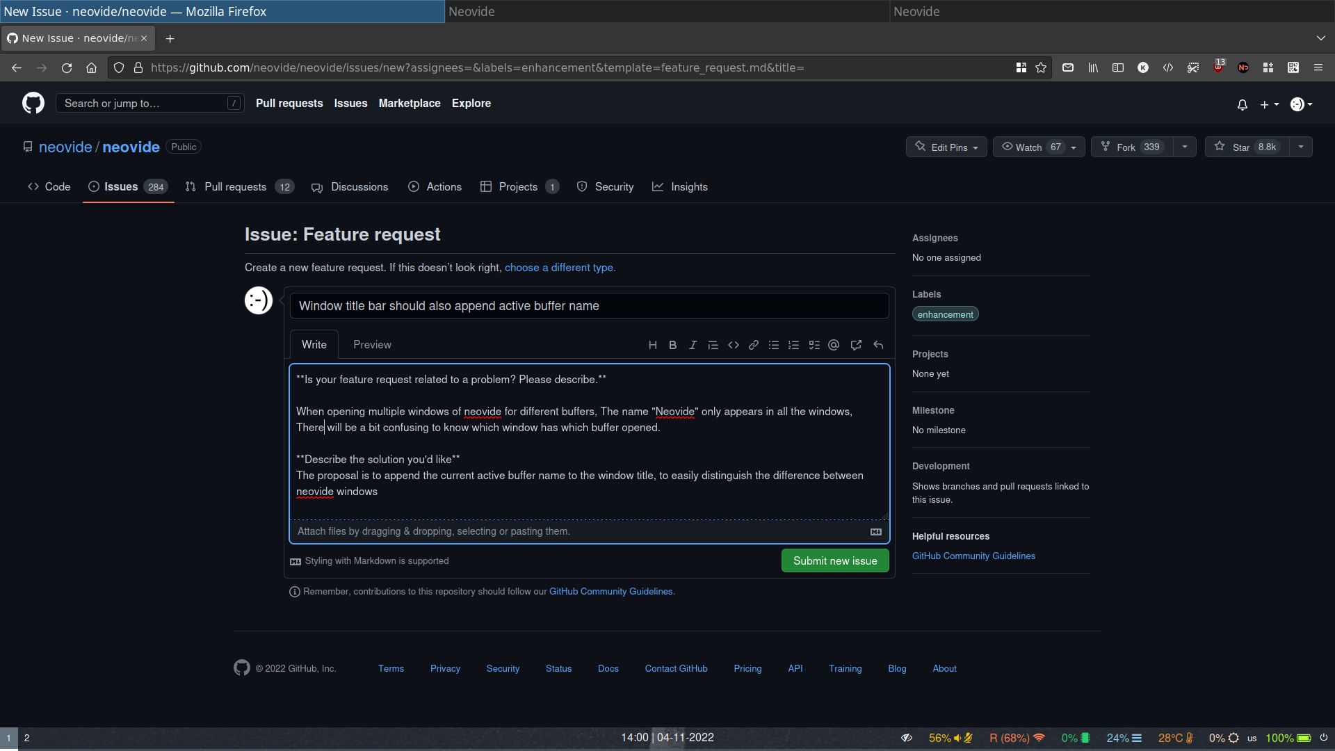 Window title bar should also append active buffer name · Issue #1625 · neovide/neovide · GitHub