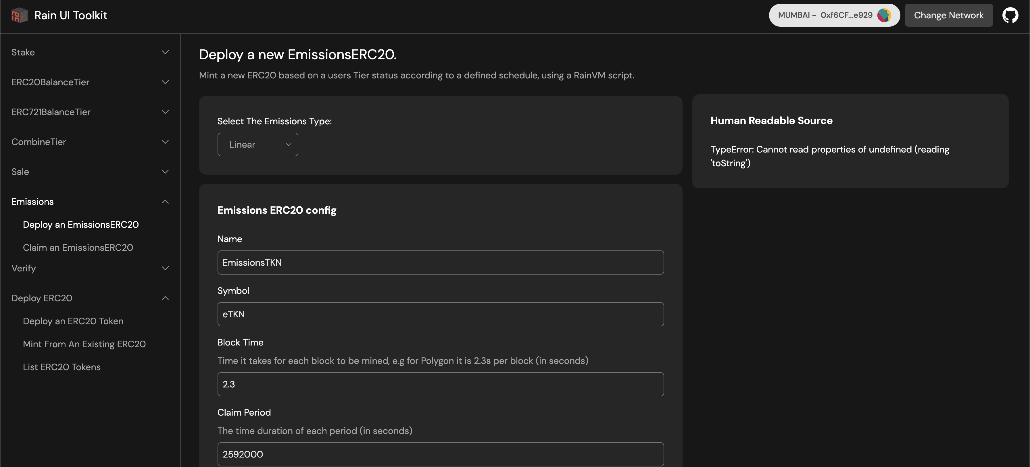 Human Readable Source broken for EmissionsERC20 deploy route · Issue #45 · rainlanguage/rain ...
