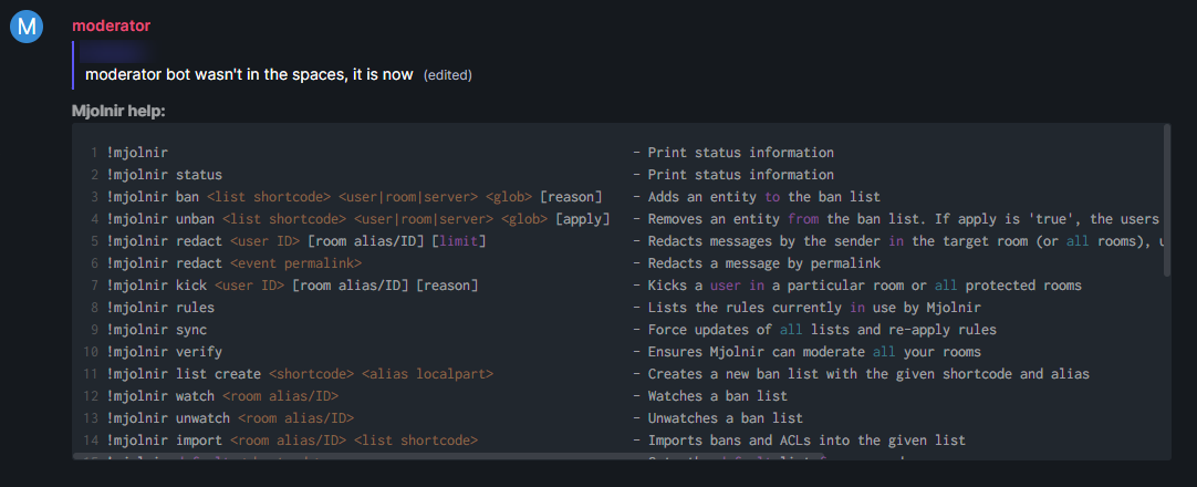 Don't print help automatically on unknown command · Issue #204 · matrix-org/mjolnir · GitHub