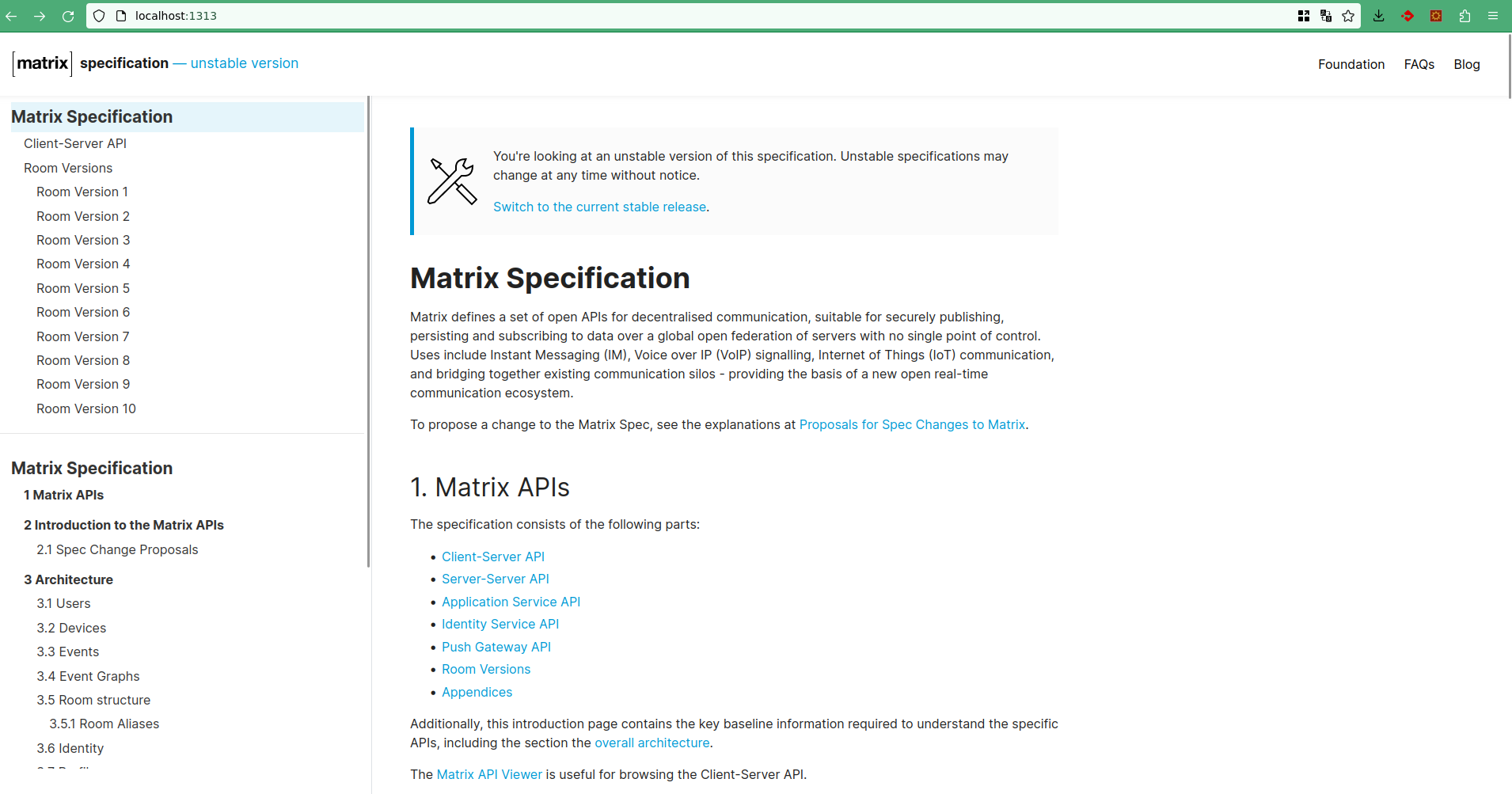 Table of contents disappears on modern hugo versions · Issue #1544 · matrix-org/matrix-spec · GitHub