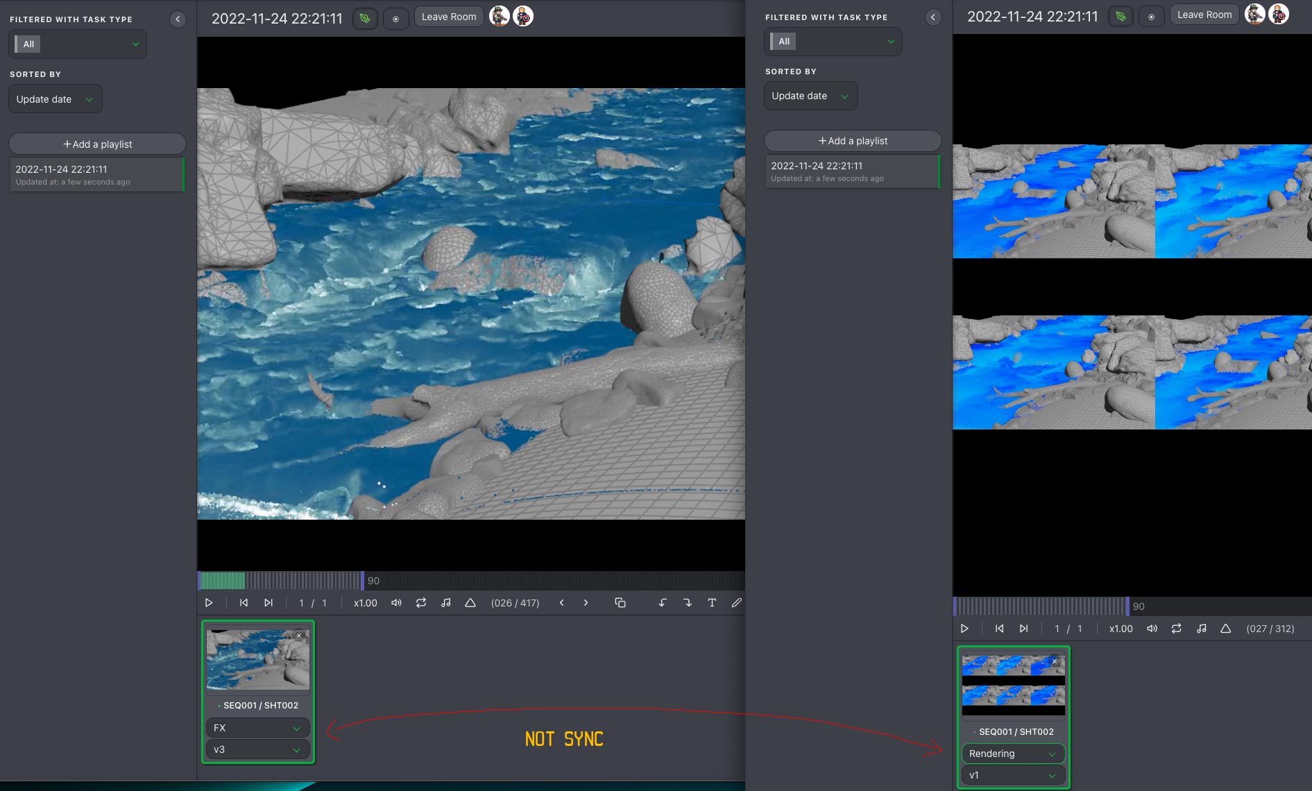 Review Room doesn't sync versions or task selection with the other users in the room. · Issue ...