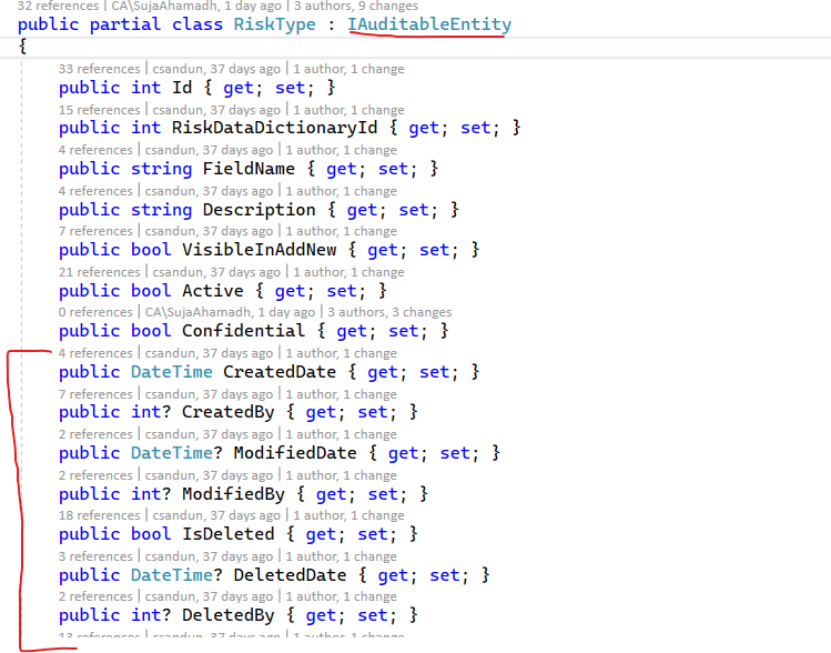Inherite from various base interfaces according to auditable columns in ...