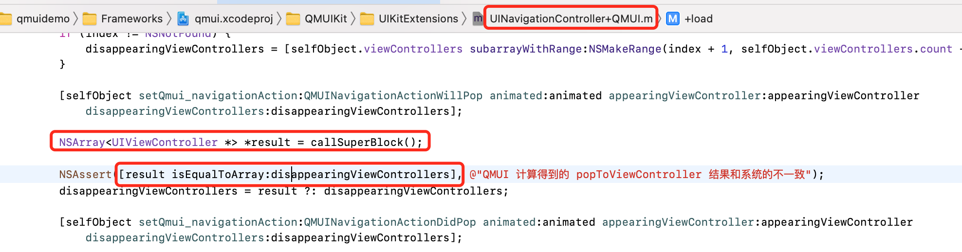 UINavigationController 不可见的情况下进行 pop 操作会命中 UINavigationController+QMUI.m 内的 NSAssert · Issue ...