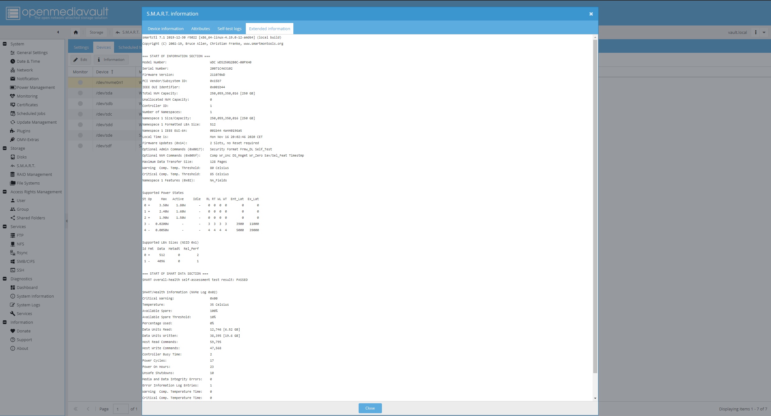 Provide S.M.A.R.T. information in OMV 5 GUI for NVMe SSD · Issue #851 · openmediavault ...