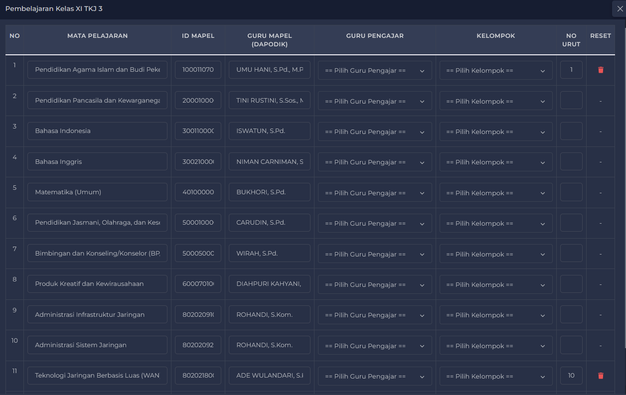 Mapping Mapel 1 Rombel ngebug tidak bisa disimpan · Issue #94 · eraporsmk/erapor6 · GitHub