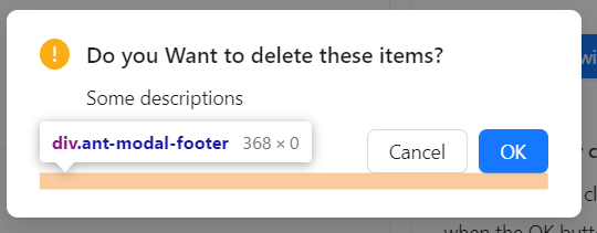 Confirm Modal has an empty div below confirm buttons · Issue #41170 · ant-design/ant-design · GitHub