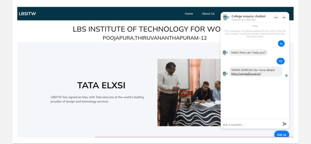 GitHub - VismayaUnnikrishnan/College-Enquiry-Bot: Online chatbot system to assist users who ...