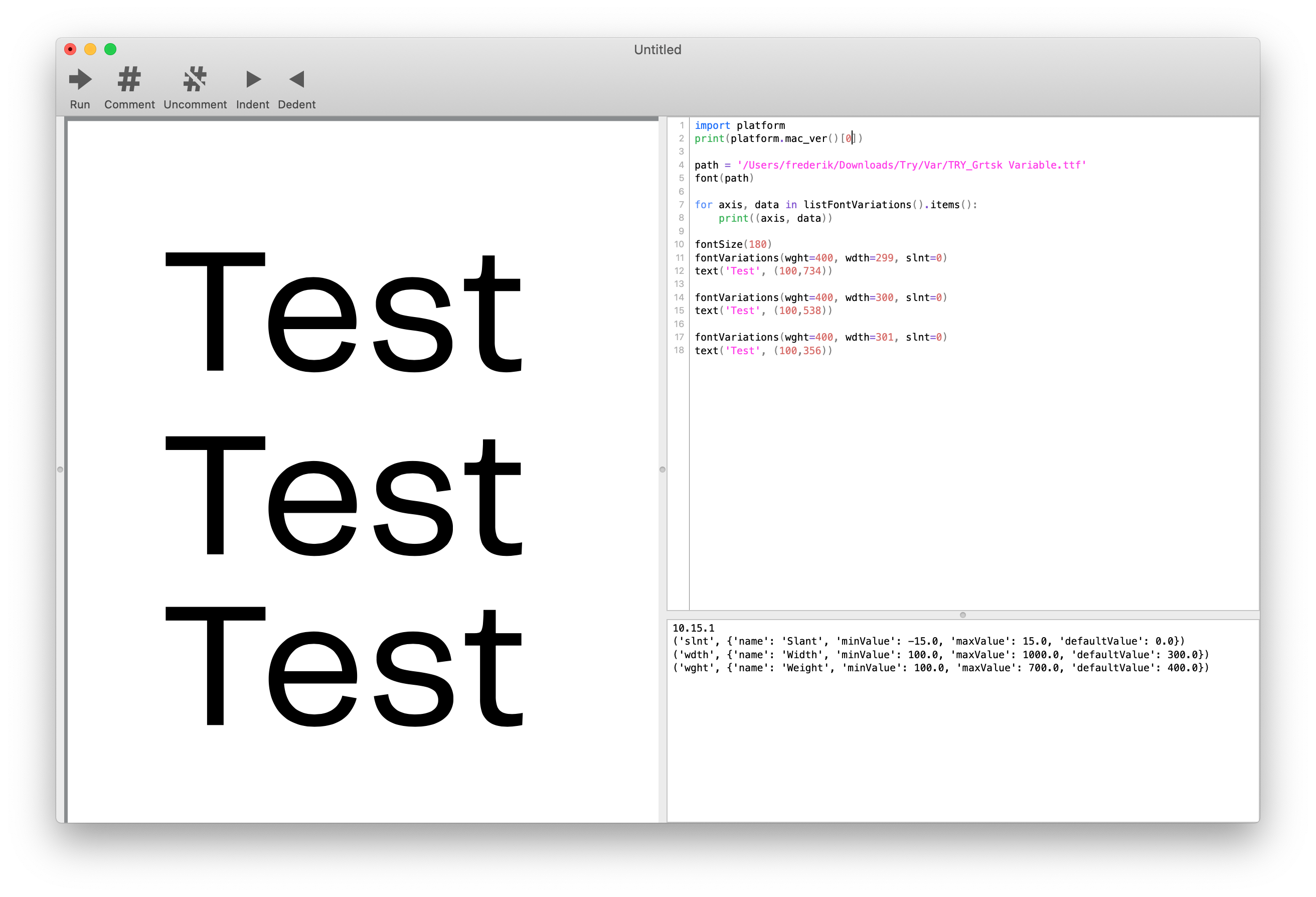 Unexpected Variable font behaviour around Axis Defaults · Issue #305 · typemytype/drawbot · GitHub