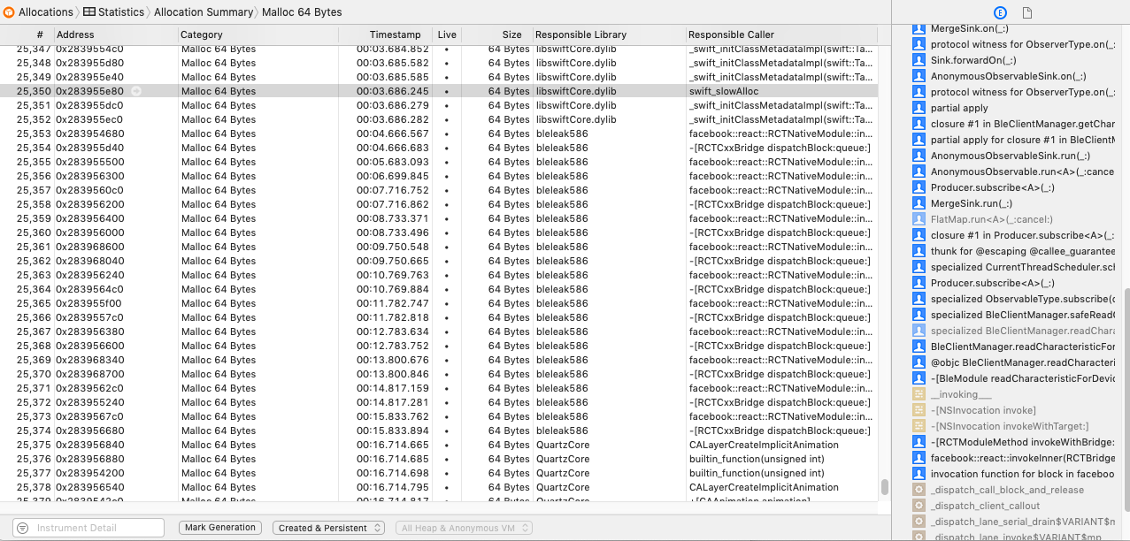 Memory Leak on iOS · Issue #467 · dotintent/react-native-ble-plx · GitHub