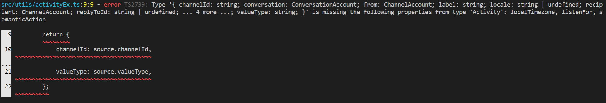 [Enterprise Bot Template][TypeScript] Problem building bot · Issue #522 · microsoft/botframework ...