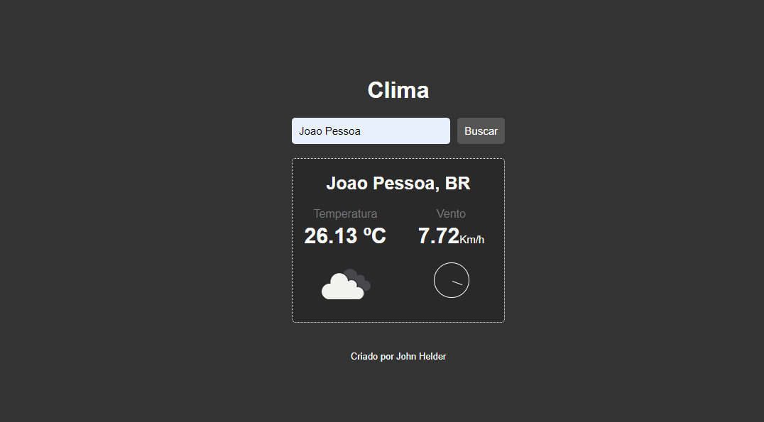 Github Johnhelderclima Projeto Clima Feito Com Html Css E Javascript