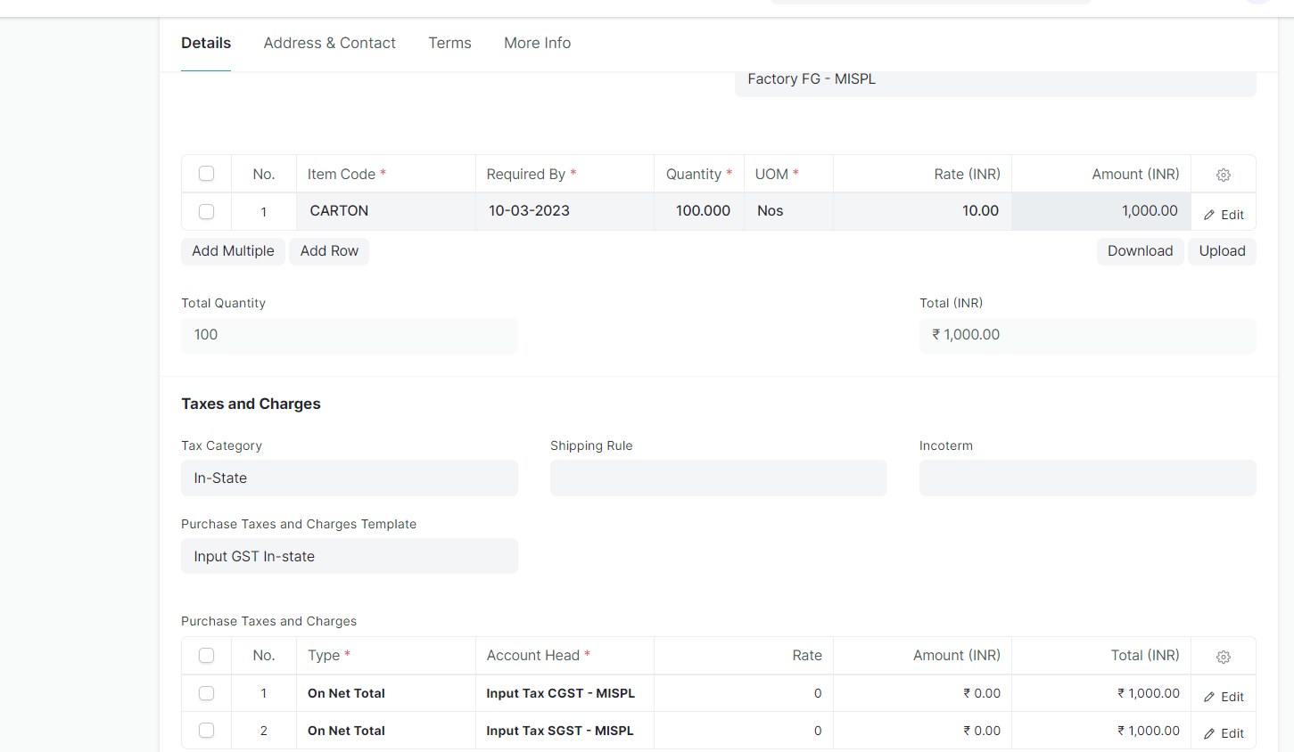 Item Tax Template not working when set Tax Category in Supplier & Customer Tax details and ...