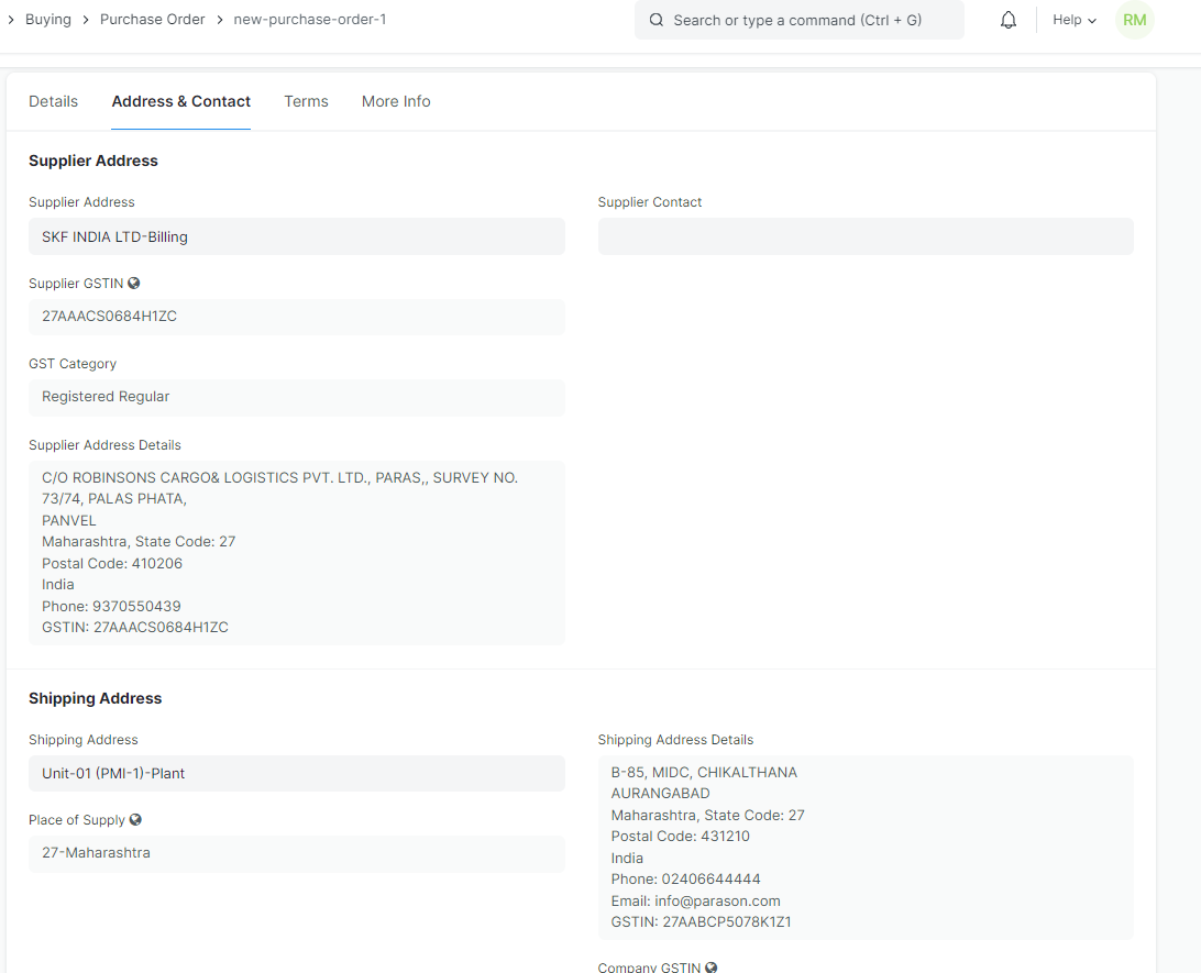 Place of Supply Error- Purchase Order · Issue #621 · resilient-tech ...