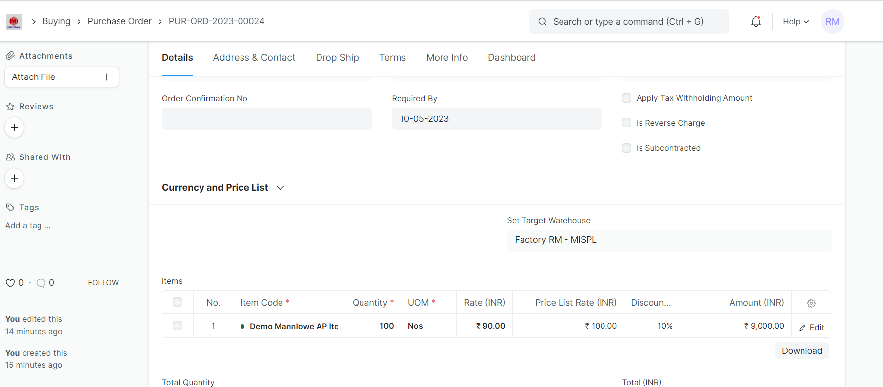 Purchase order update items functionality not working in Item discount scenario- price list rate ...
