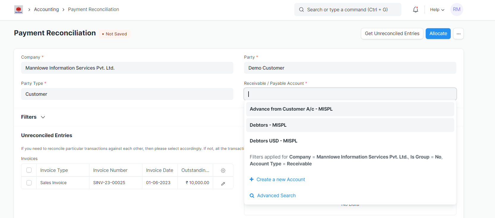 Advance Payment Reconciliation Issue against Payment entry & Standalone JV · Issue #35516 ...
