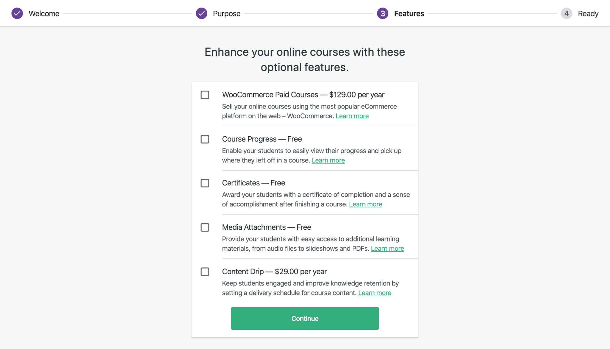 Add onboarding wizard Features step · Issue #3044 · Automattic/sensei · GitHub