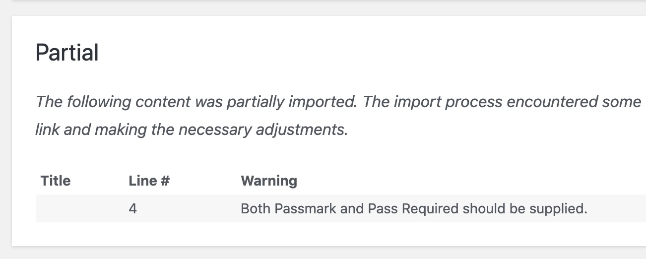 Pass Required not checked if no Passmark specified in import file ...