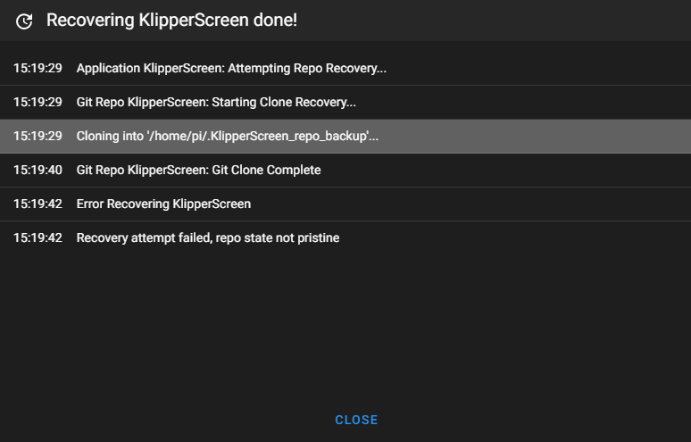 Error on Kleeper Recovery · Issue #5 · Guilouz/KlipperScreen-Flsun-Speeder-Pad · GitHub
