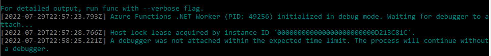 Unable to debug v4 .Net 6 Isolated Function from Visual Studio 2022 with AzureFunctionTools 4.19 ...