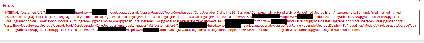 Autoupgrade - BO - Errors when upgrading from 1.7 to 8.0 with a zip version different from the 8 ...