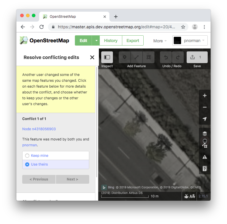 Conflicting edits positions changed point under top bar or right ...