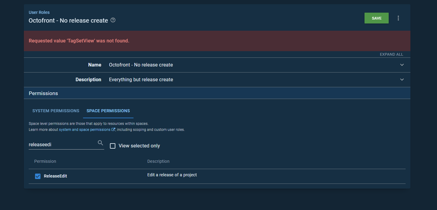 Unable to save user role - error: `Requested value 'TagSetView' was not found.` · Issue #7124 ...