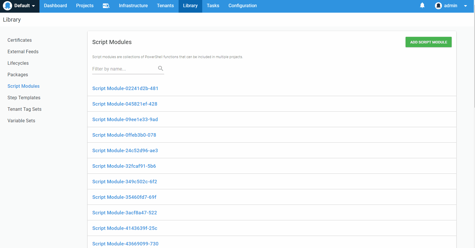 Incorrect load more and search inside Library Variable Sets and Script ...