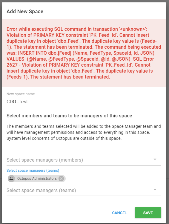 Space creation may fail if unexpected data exists defining Feeds · Issue #5504 · OctopusDeploy ...