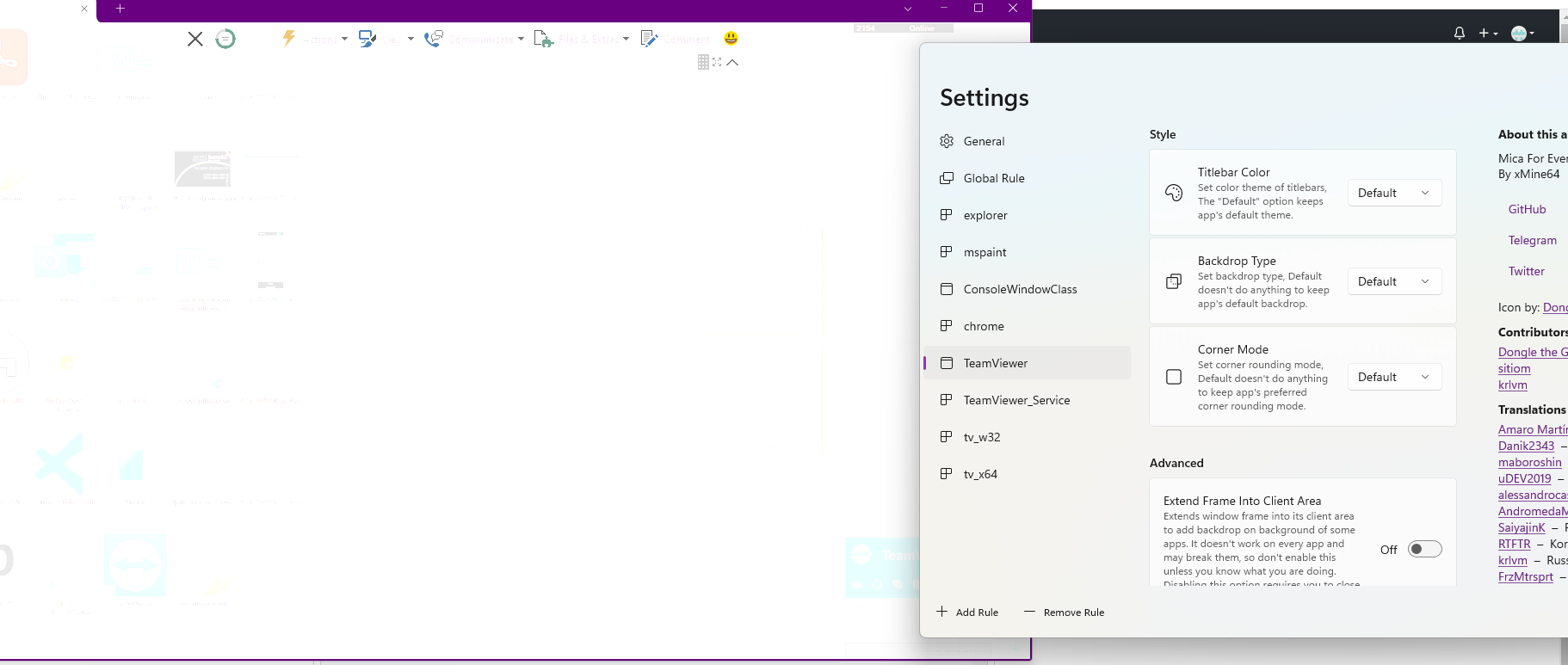 TeamViewer is washed, Tried to add rule still experience the same issue of white wash color ...