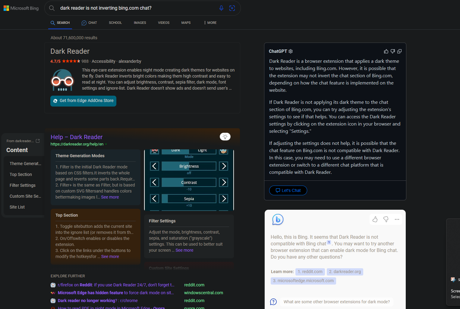 [Broken Website] bing.com/chat is not in dark mode. · Issue #10853 · darkreader/darkreader · GitHub