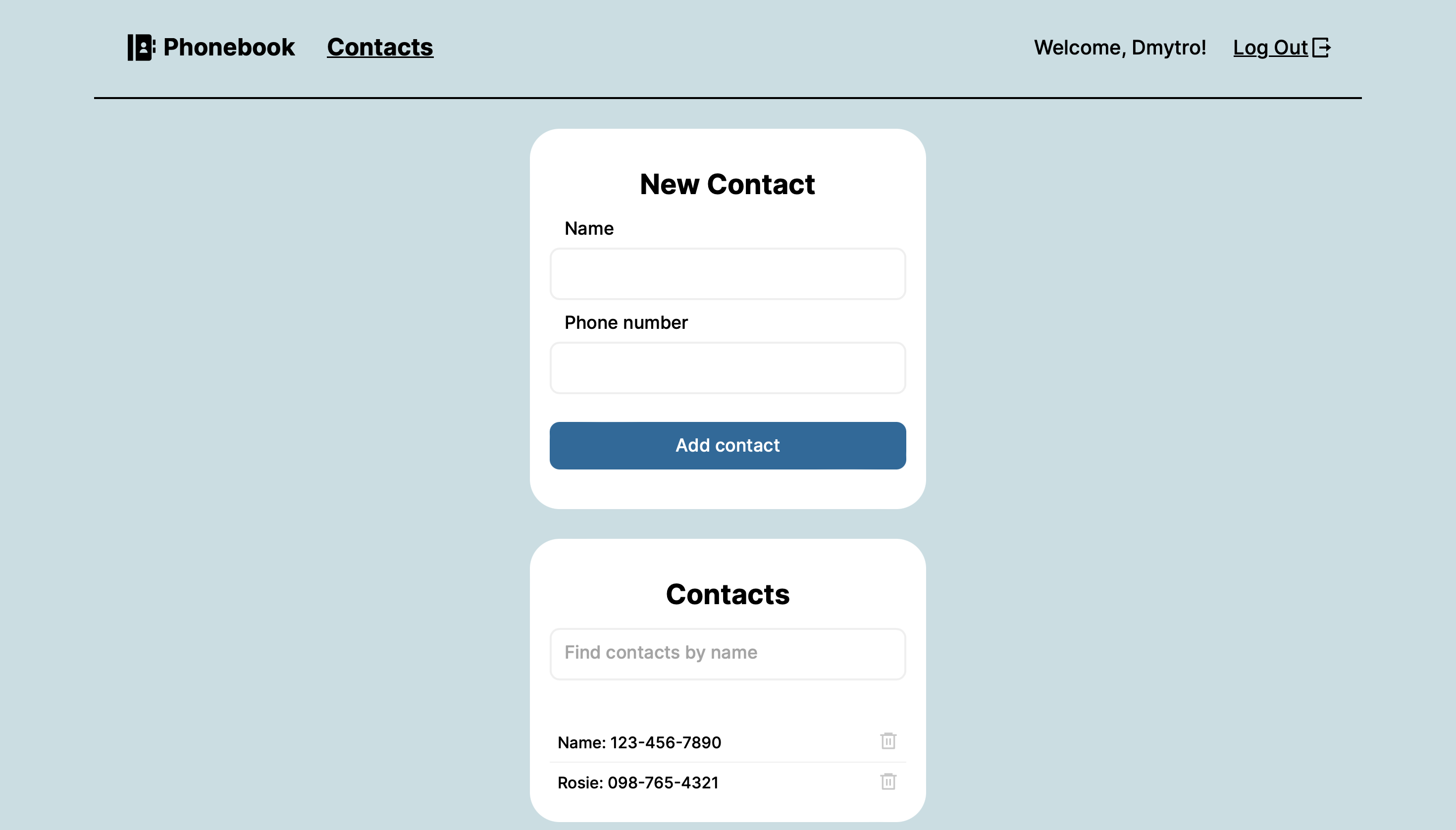 Github Dmytrozhdanov Phonebook App Responsive Phonebook Web Application That Enables Users To