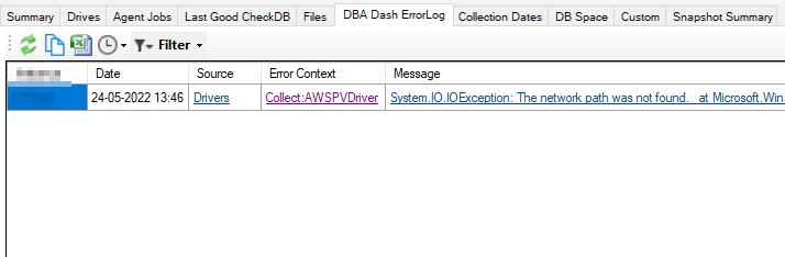 System.IO.IOException: The network path was not found. · Issue #205 · trimble-oss/dba-dash · GitHub
