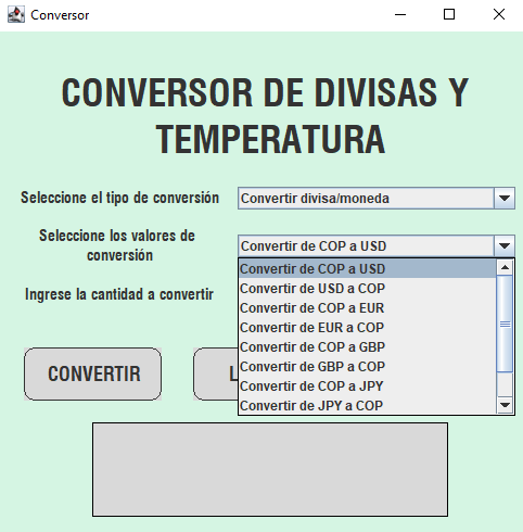 GitHub - NMesar29/conversor-de-monedas: Pequeña interfaz desarrollada en Java que permite ...