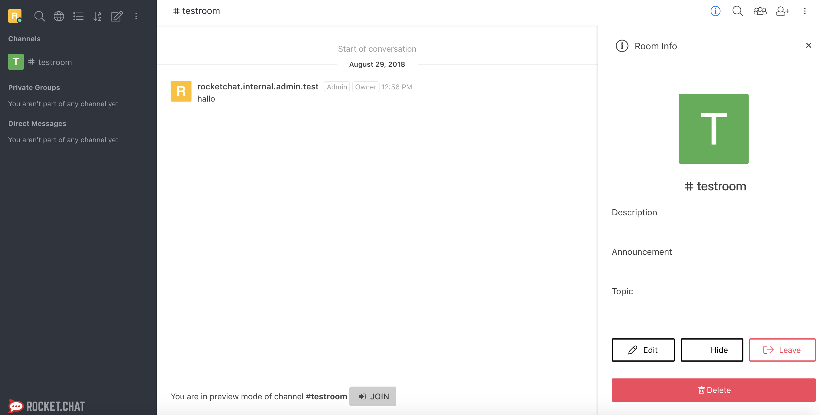 [BUG] Delete room broken on client side · Issue #11897 · RocketChat/Rocket.Chat · GitHub