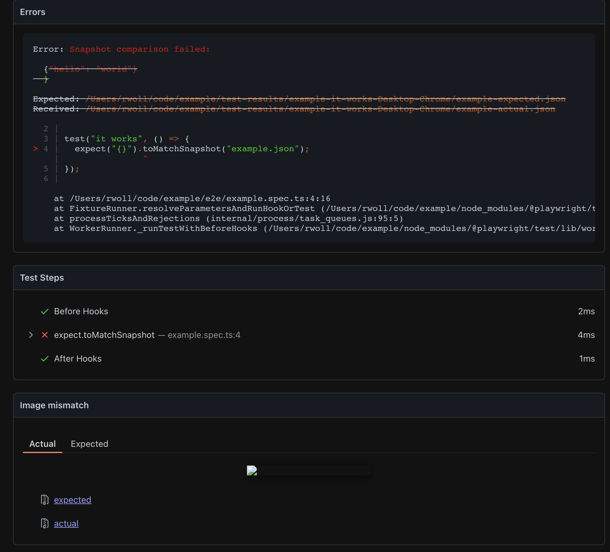 [BUG] HTML Reporter: Image Mismatch Section Shows Even on non-Image ...