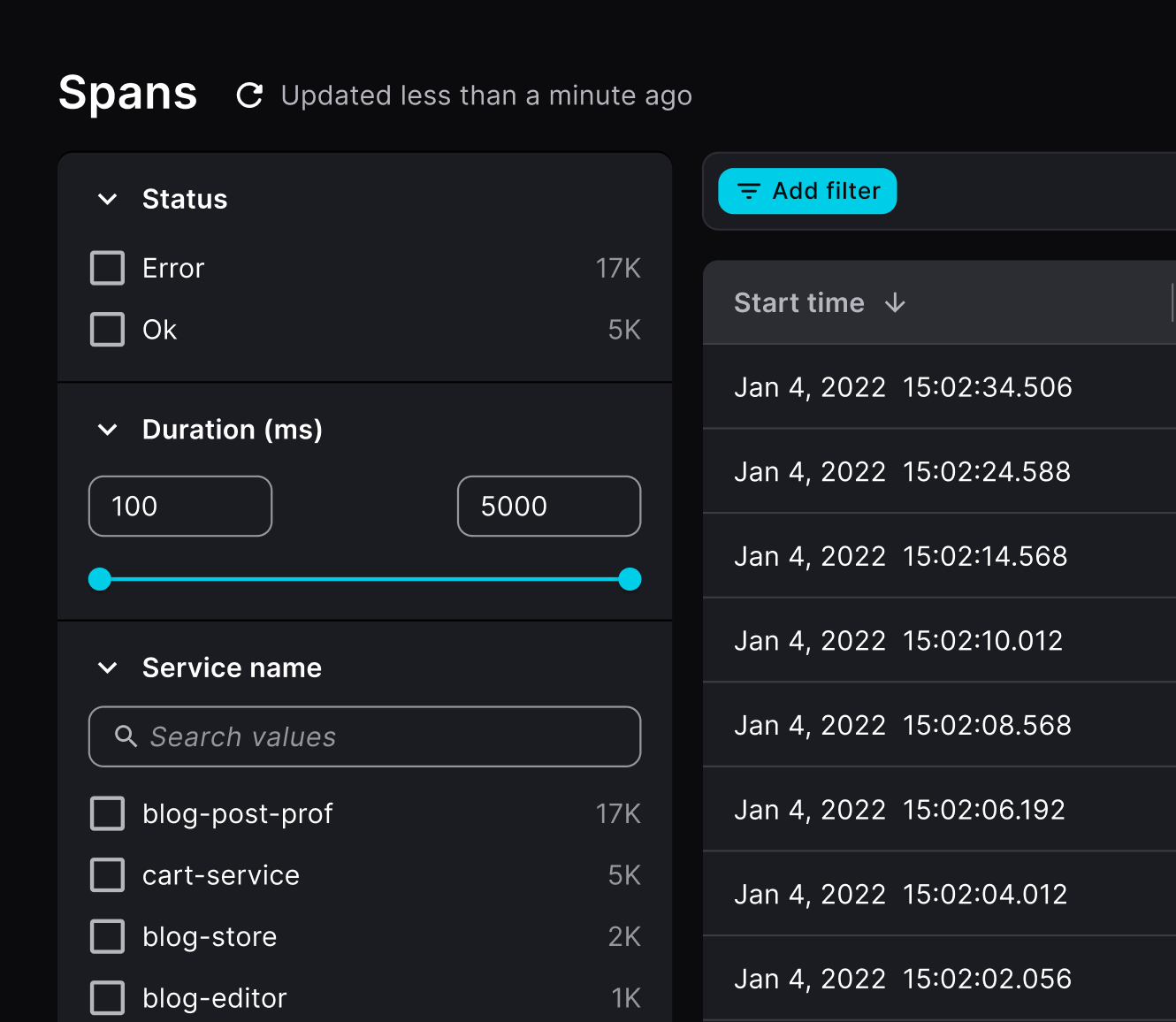 ♻️Spans table - Add "ms" to the Start time column · Issue #849 · teletrace/teletrace · GitHub