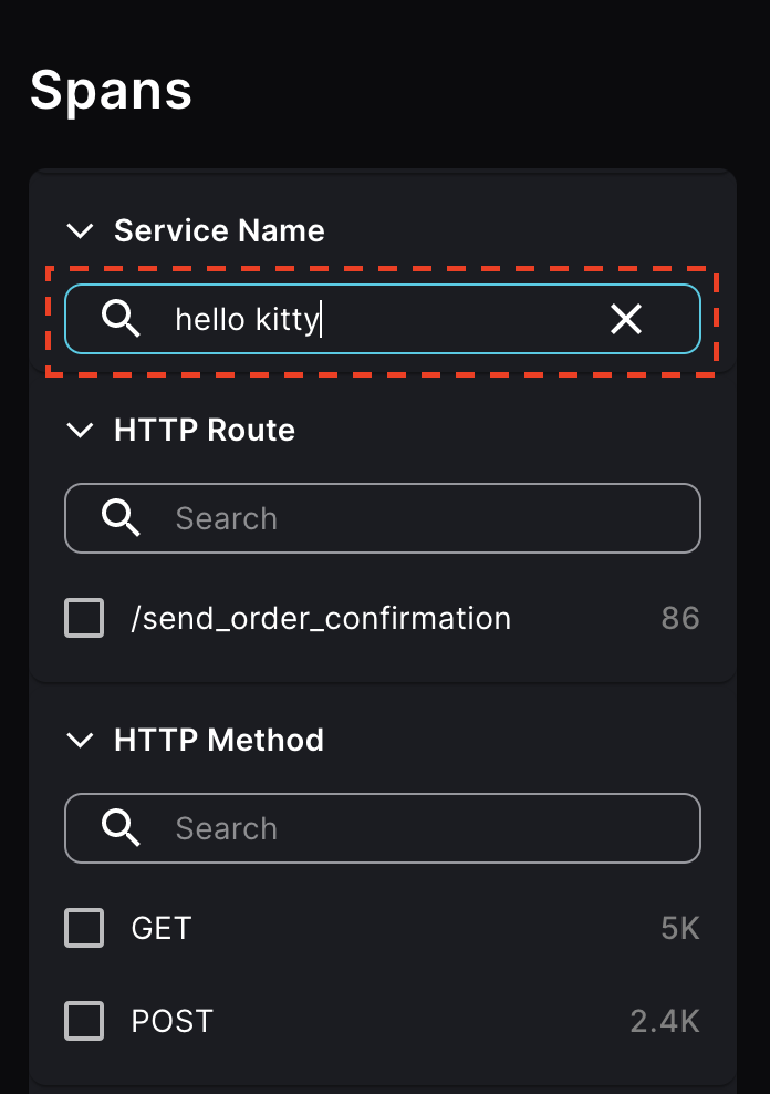 🐞Spans search / Sidebar Filters - Add "No results found" message when search returns no matching ...