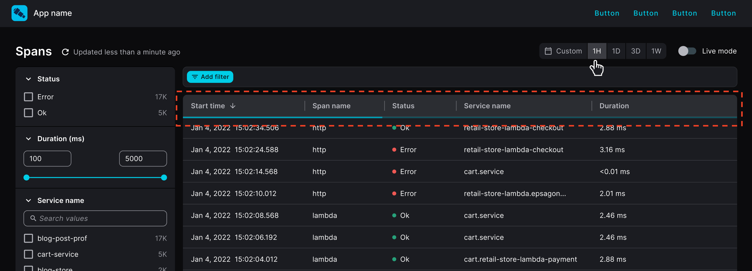 🐞 No loading indicator for spans list when changing timeframe · Issue #1034 · teletrace ...