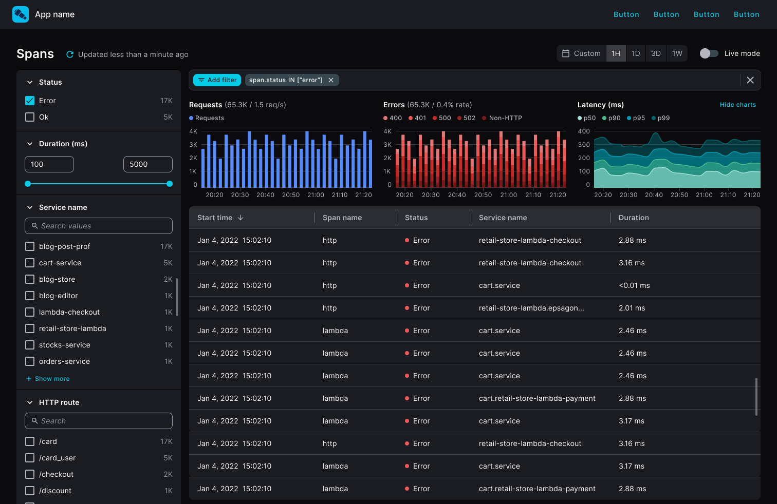 📚️ Span Search / RED metrics Charts · Issue #658 · teletrace/teletrace · GitHub