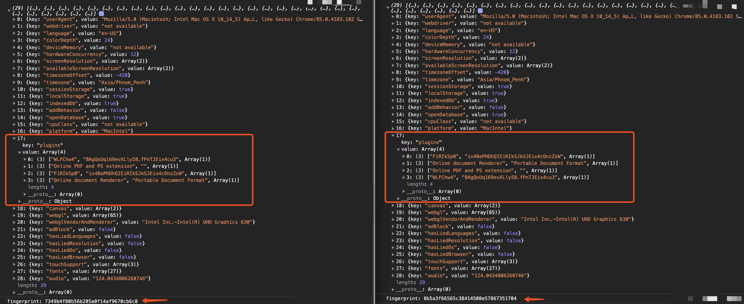 Different fingerprint on load · Issue #548 · fingerprintjs/fingerprintjs · GitHub