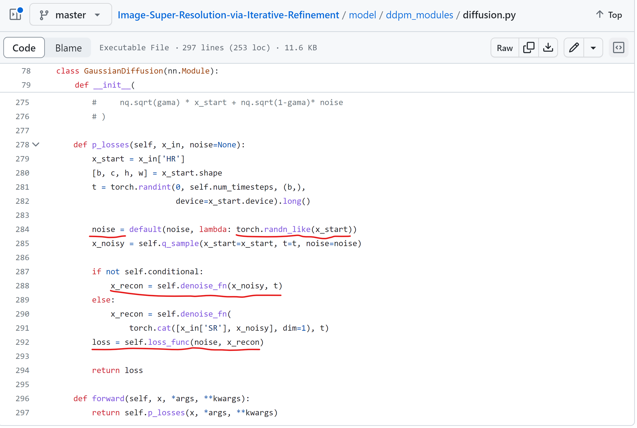Why is the loss of Diffusion model calculated between “RANDOM noise ...