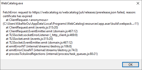 bug: Certificate has expired · Issue #1532 · webcatalog/webcatalog-legacy · GitHub